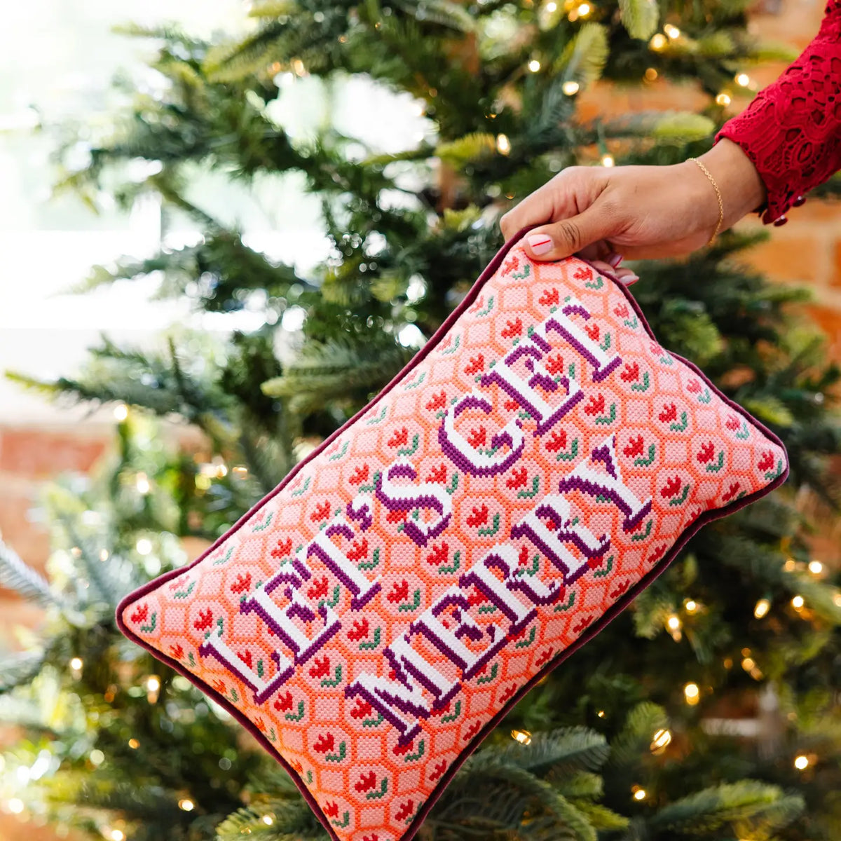 Let's Get Merry Needlepoint Pillow – Flaunt