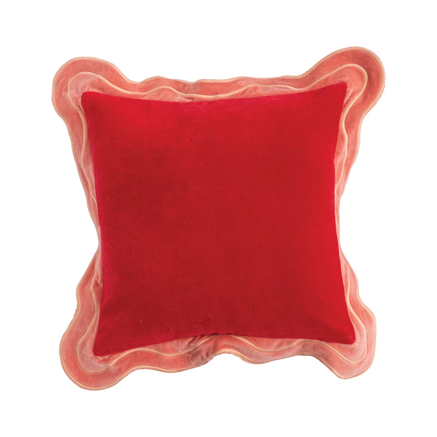 Red Velvet Pillow W/ Scalloped Edge – Flaunt